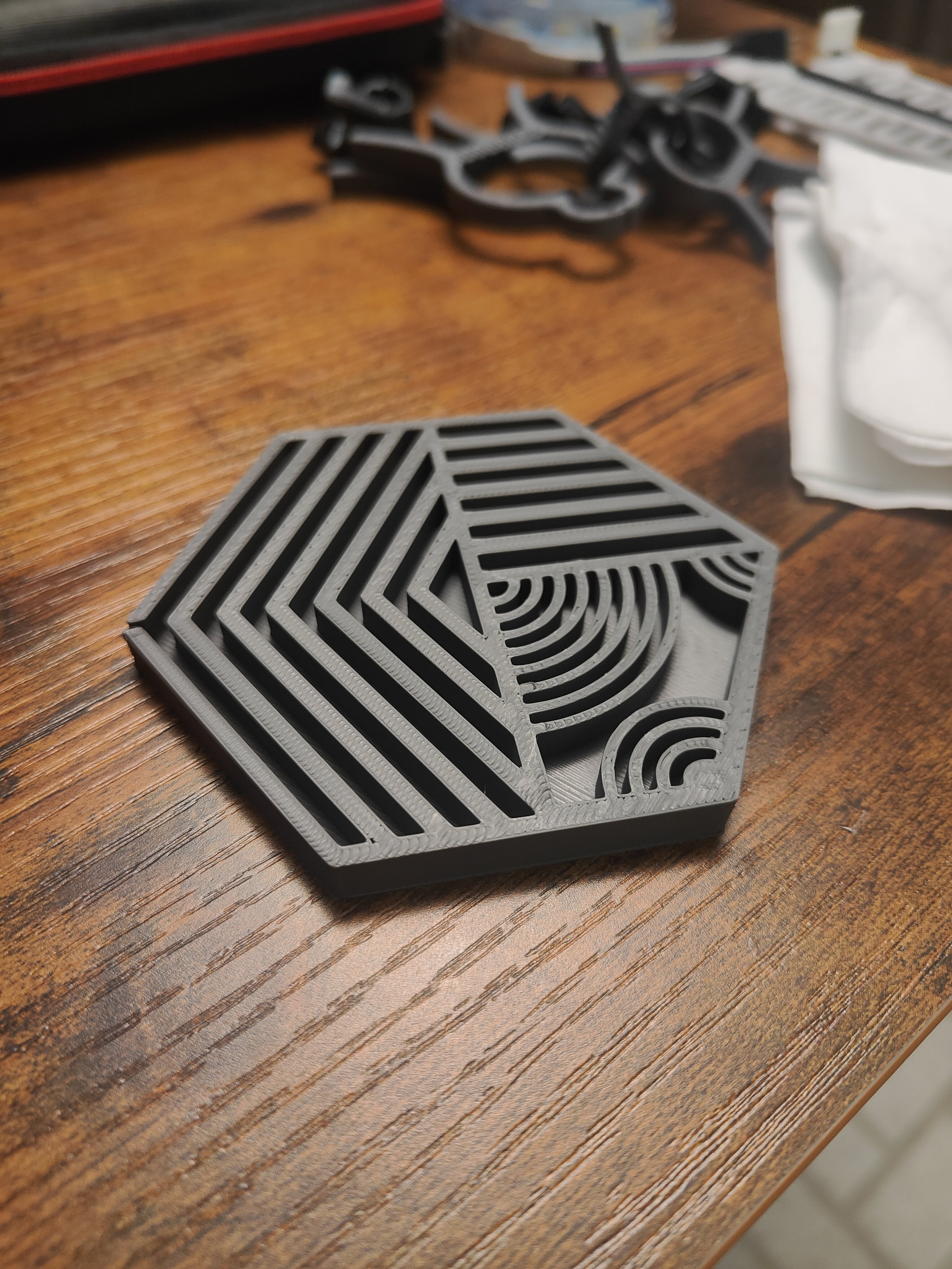 Geometric Drink Coaster + Holder by Matt M | Download free STL model ...