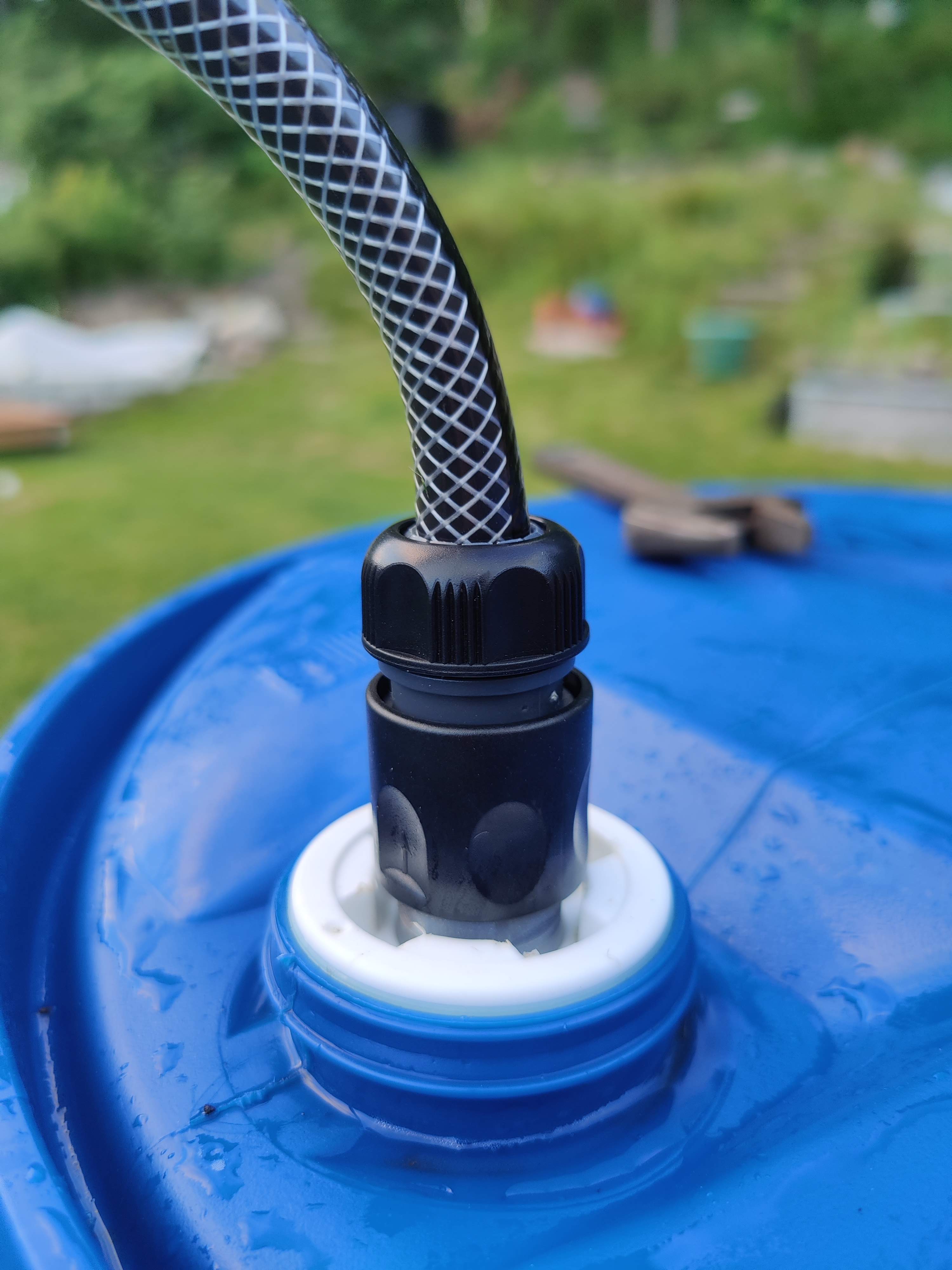 Plastic barrel bung cap, 70 mm, with gardena hose connector by ...