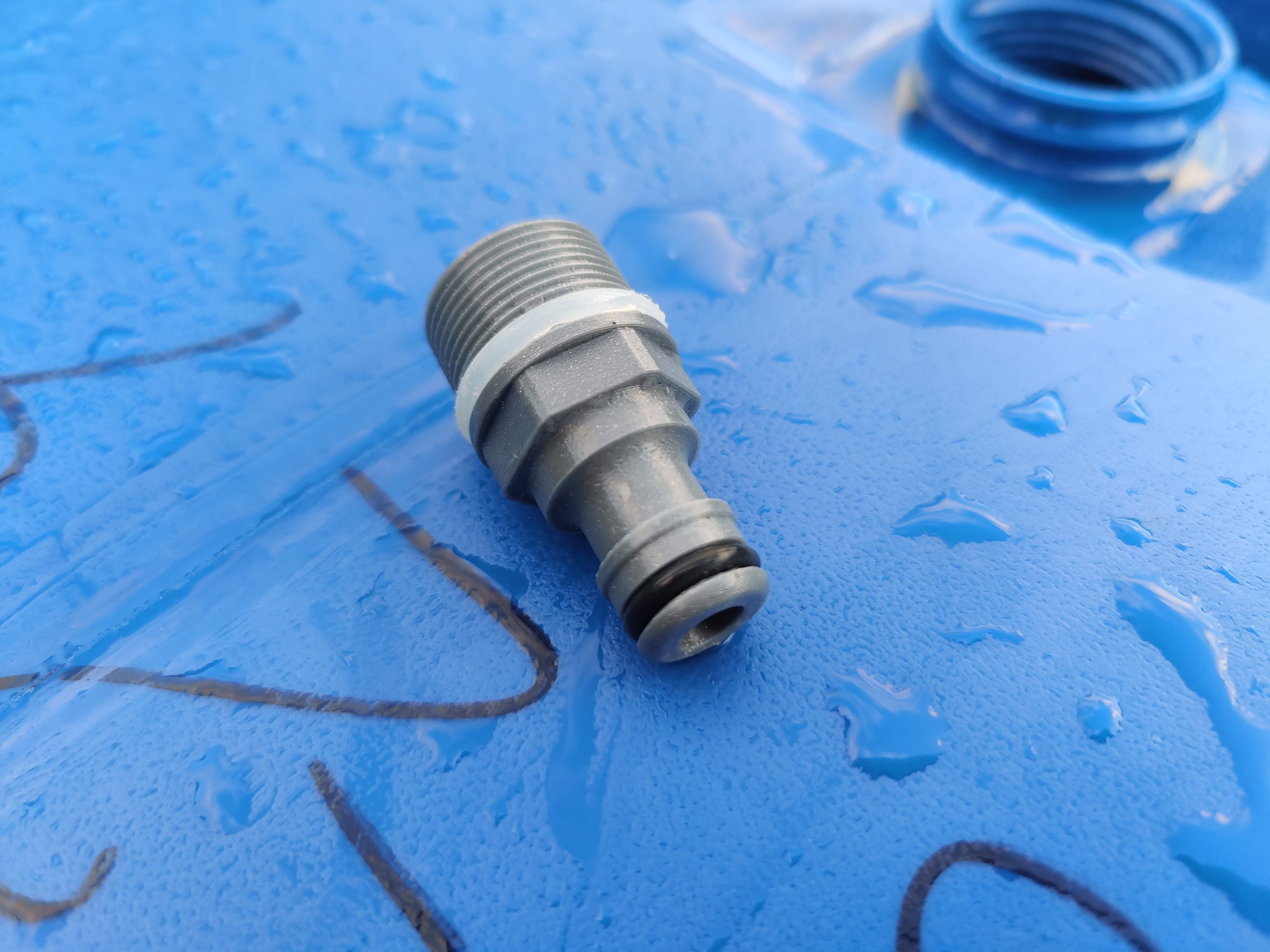 Plastic barrel bung caps with gardena hose connector by christofferrap ...