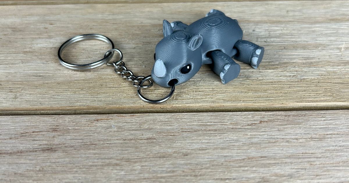Chibi Rhino Fidget Keychain by Built_Over_Bot | Printables Store