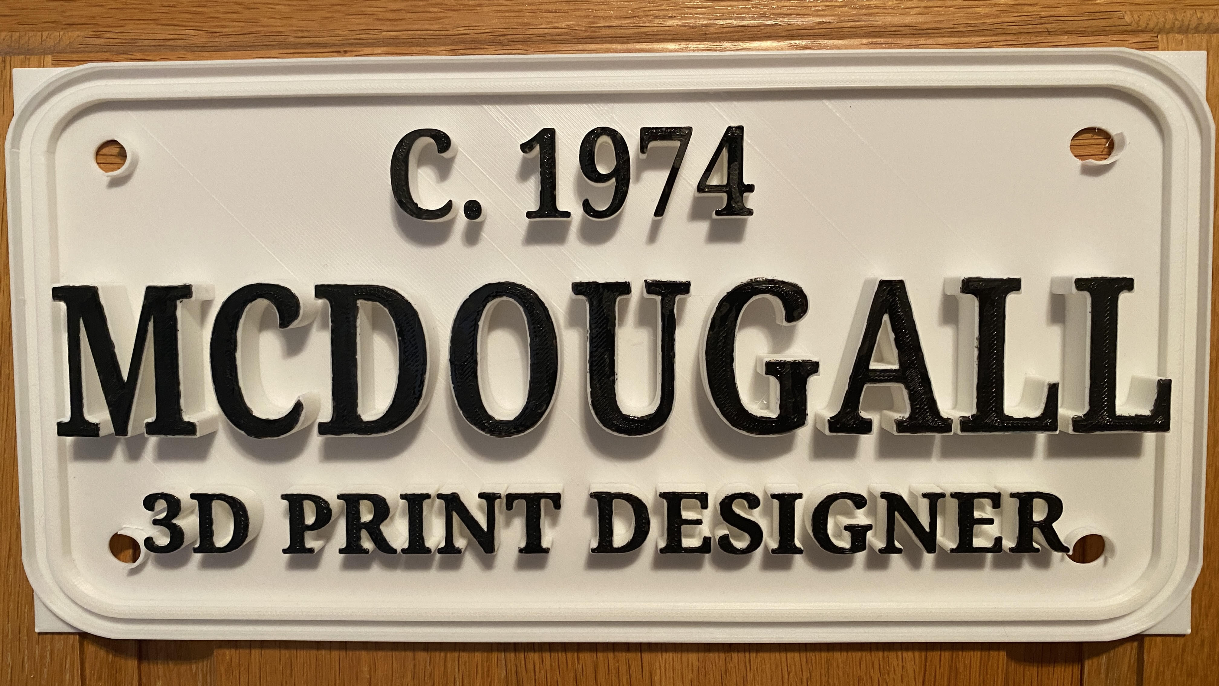 A personalized license plate - made in TinkerCad by Stan3dprintsns ...