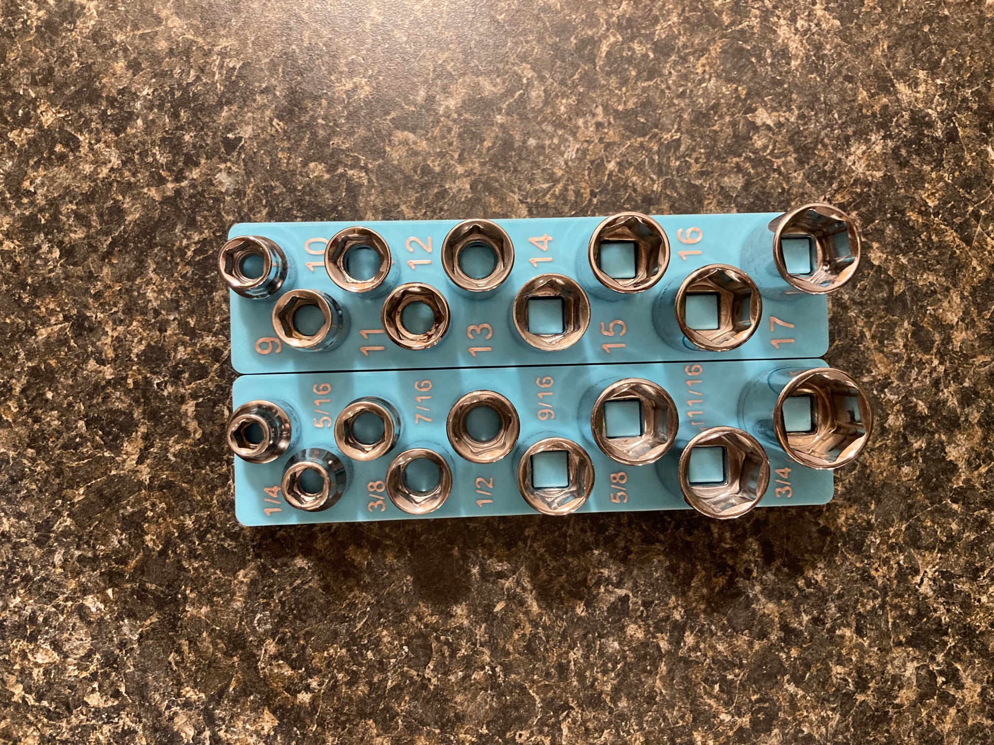 Gridfinity SAE and Metric Socket Holder - 3/8" Drive - 9 Each by Sherlock_Ohms | Download free ...