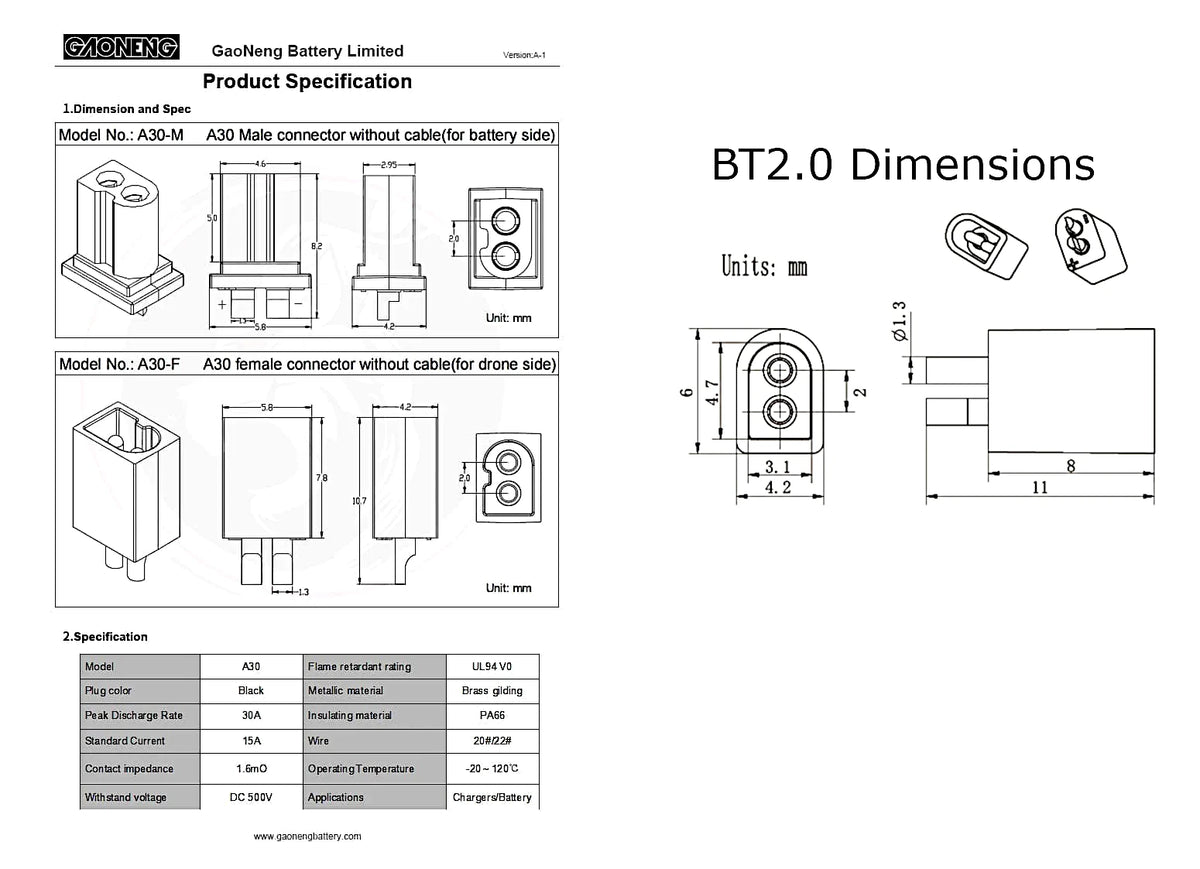 BetaFPV BT2.0 and GNB A30 Connectors by Riley Entropy | Download free STL model | Printables.com
