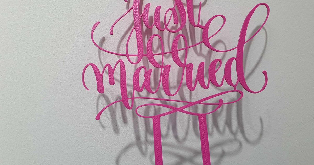 just married wedding cake topper by cherrymanboy | Download free STL ...