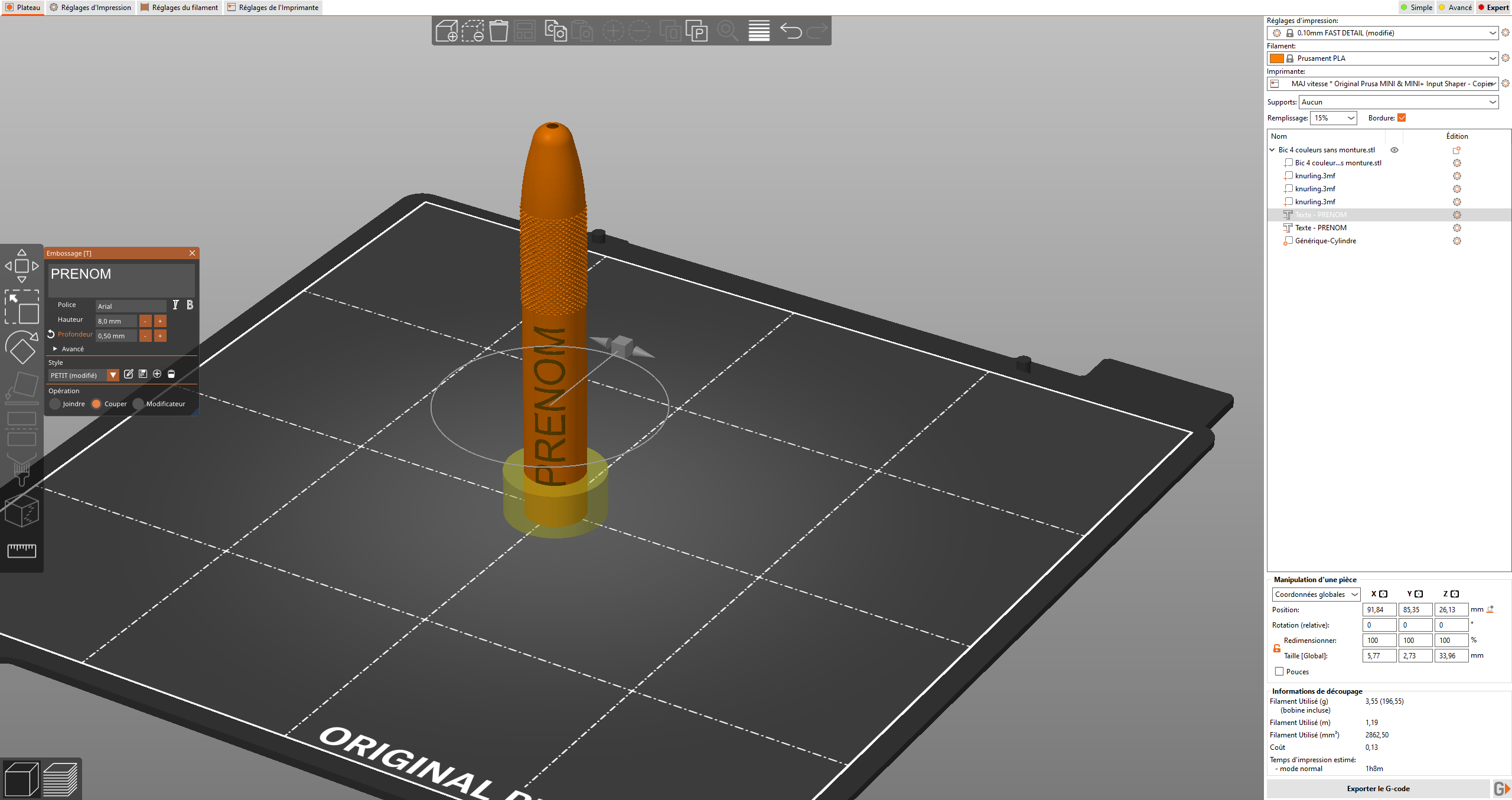 CORPS STYLO BIC 4 COULEURS GRIP + NOM by Digitex | Download free STL ...