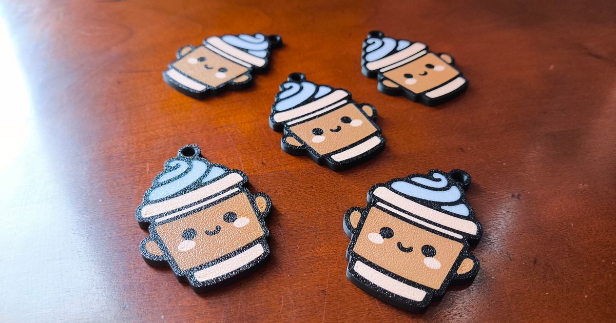 Cute Coffee Cup Keychain by braga3dprint | Printables Store