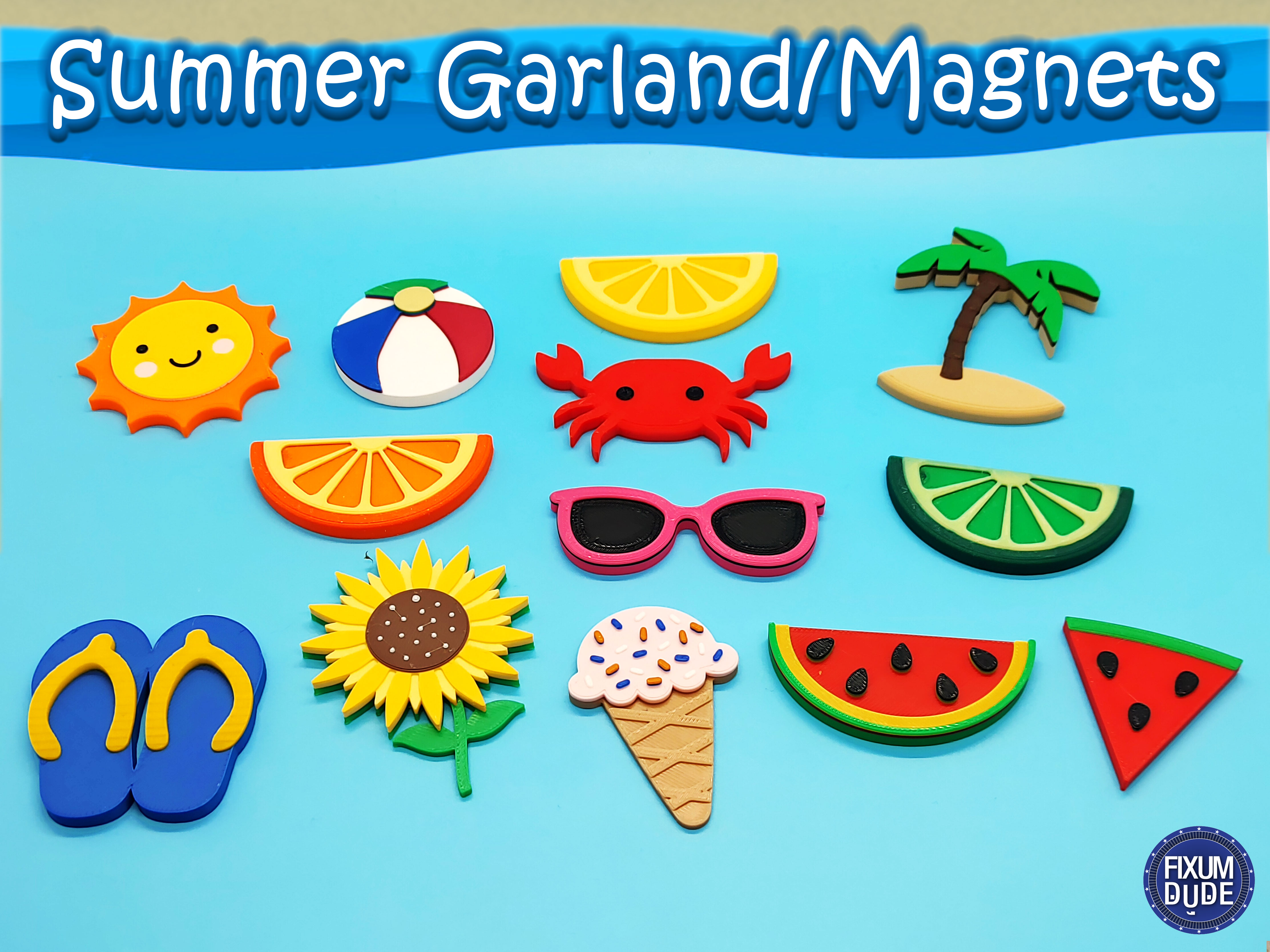 Snap Together Summer Garland/Magnets by fixumdude | Download free STL ...
