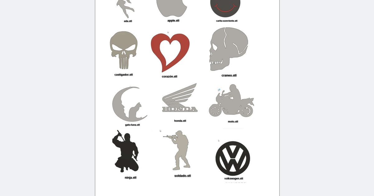 Conjunto de 12 diseños 3d tamaño 6cm, grosor 1mm by antogora | Download ...