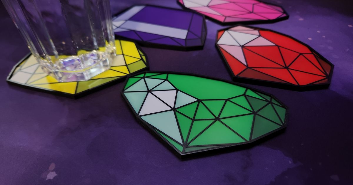 Angled View Gem Coasters (Spyro 2 & 3) by Amethyst3D | Printables Store