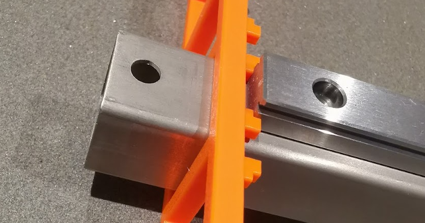 Sizing guide and linear rail aligner for box section x-axis gantry beam ...