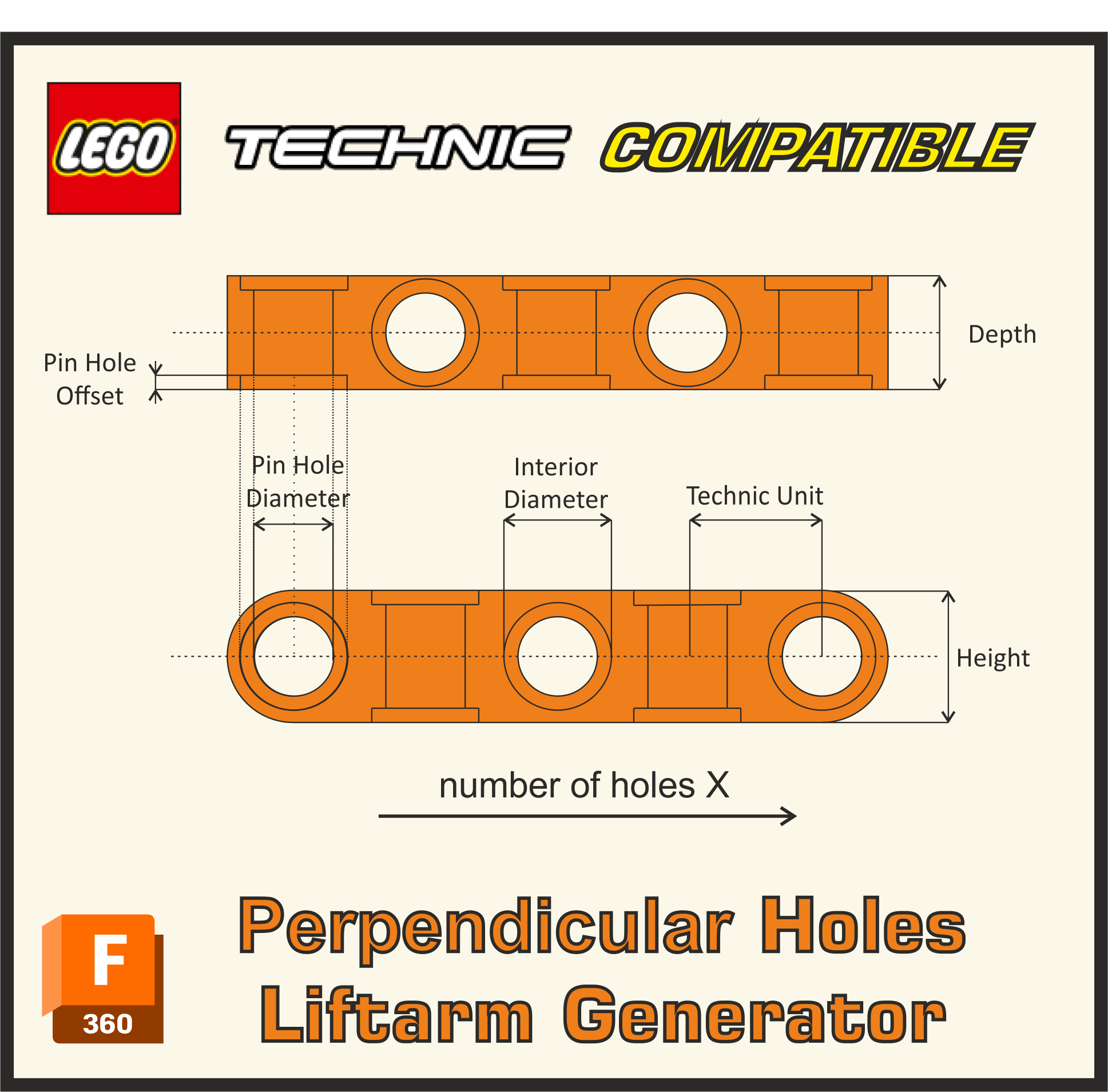 LEGO Technic Compatible Perpendicular Holes Liftarm by Pimpusław ...