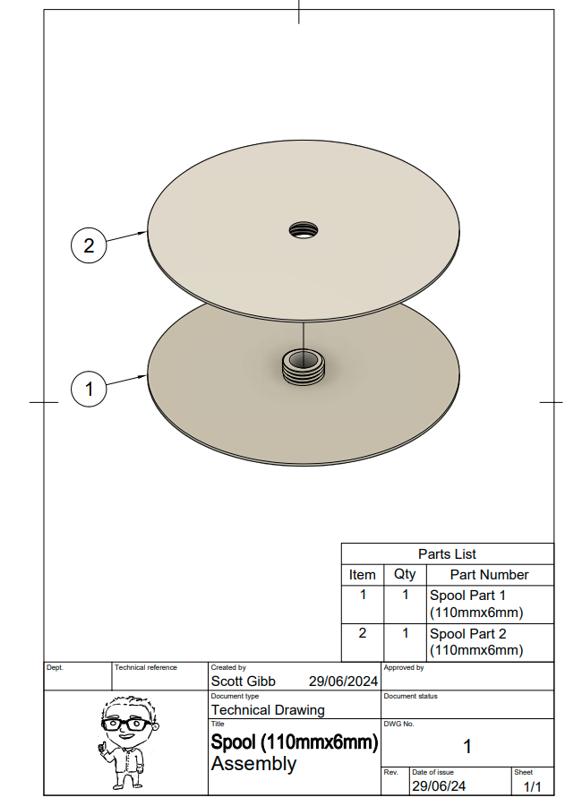 6mm 120mm 3D Printable Belt Spool von Scott Gibb | Kostenloses STL ...