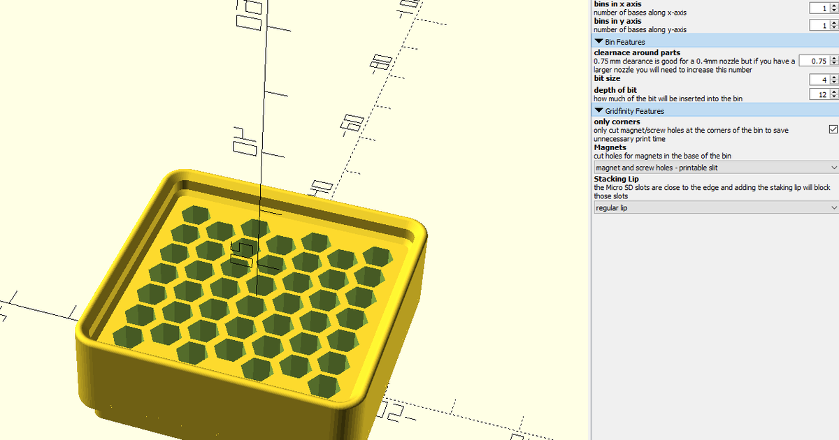 Gridfinity OpenSCAD hex storage por R I | Descargar modelo STL gratuito | Printables.com