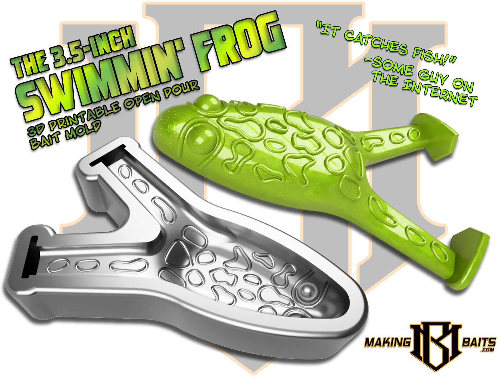 The 3.5-inch Swimmin' Frog Open Pour Bait Mold by MakingBaits.com by ...