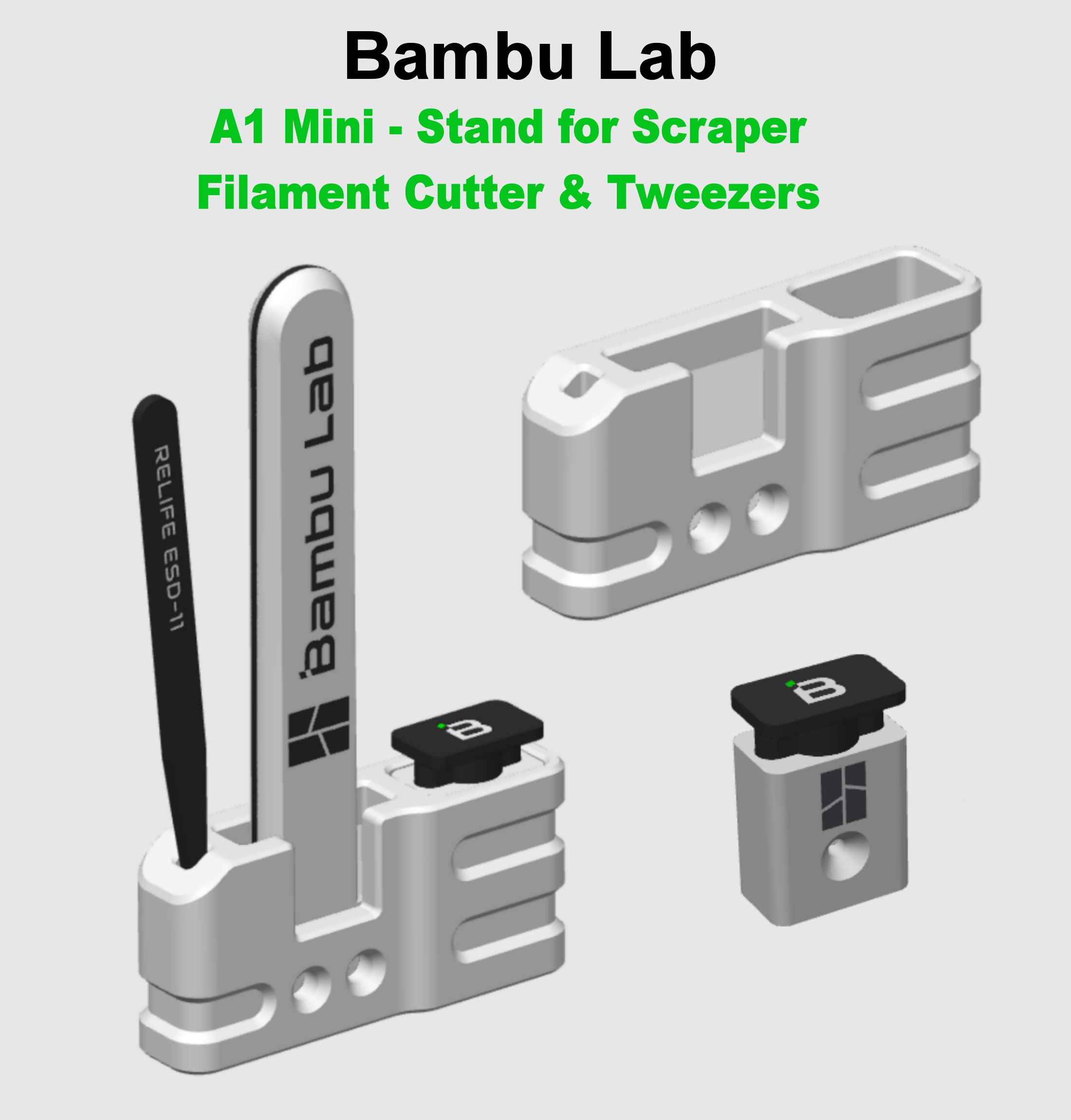 Bambu Lab A1 Mini - Stand for Scraper, Filament Cutter & Tweezers by ...