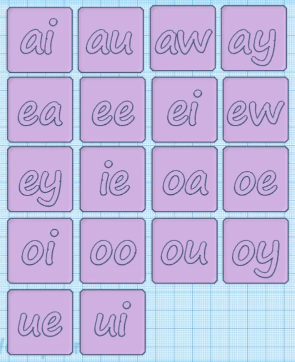 Vowel Digraphs Letter Tiles by Debbie Mattingly | Download free STL ...