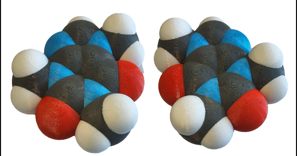 Multicolour Space-filling Molecular Model of Caffeine by Frinn ...