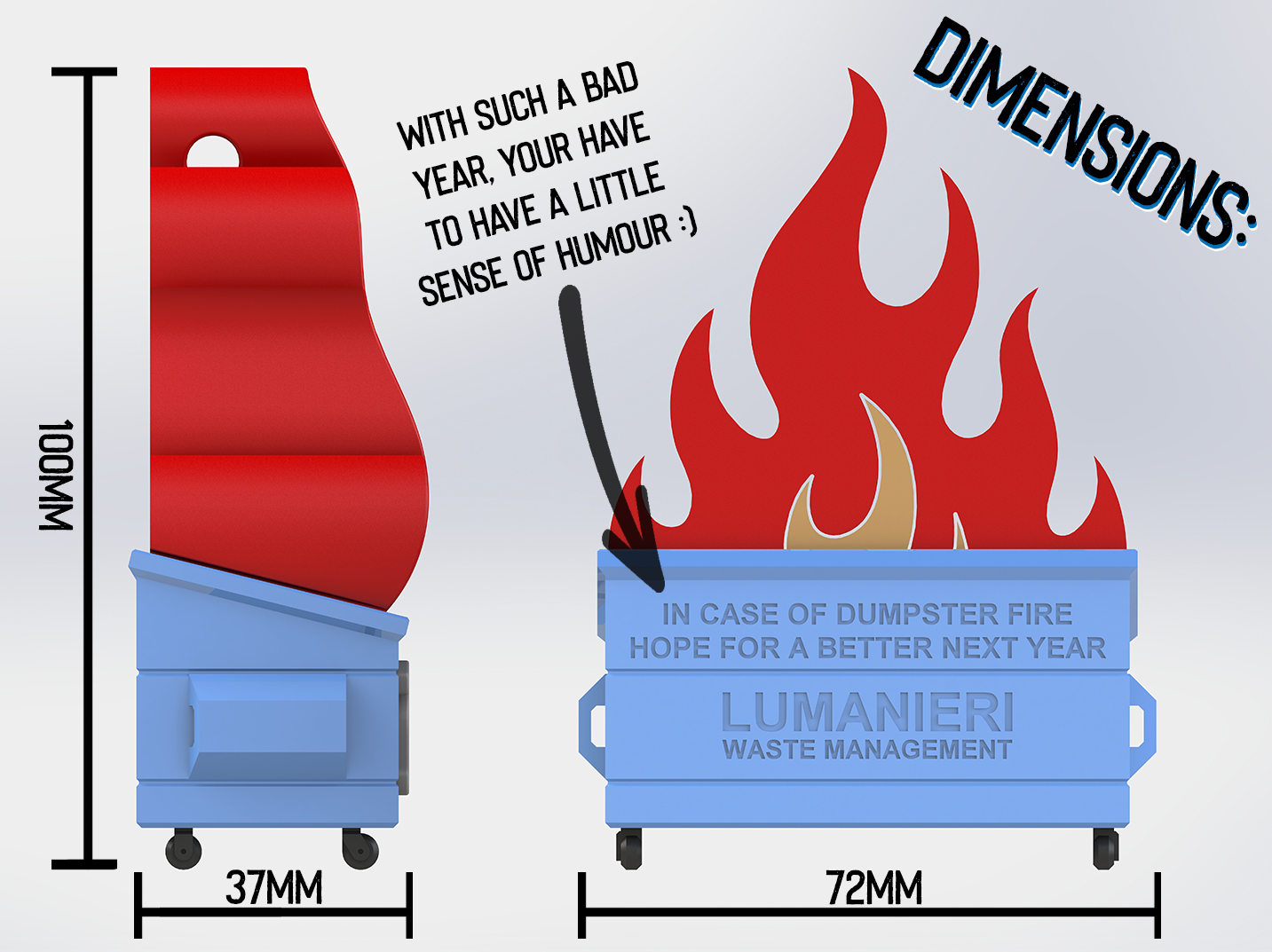 2021 Dumpster Fire Christmas Ornament by Lumanieri | Download free STL ...