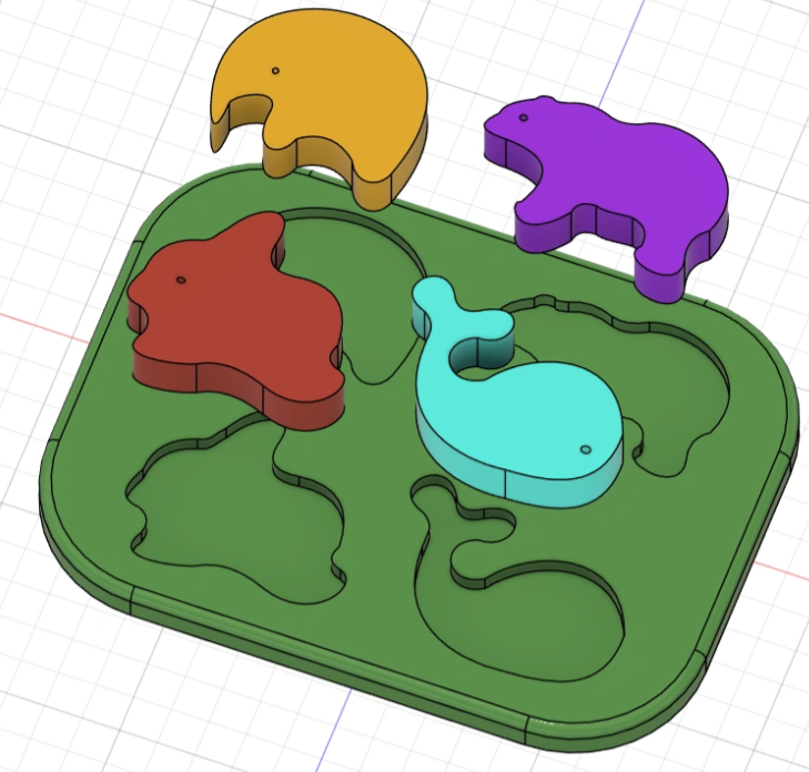Animals - insert puzzle for kids da ideat0m | Scarica il modello STL ...