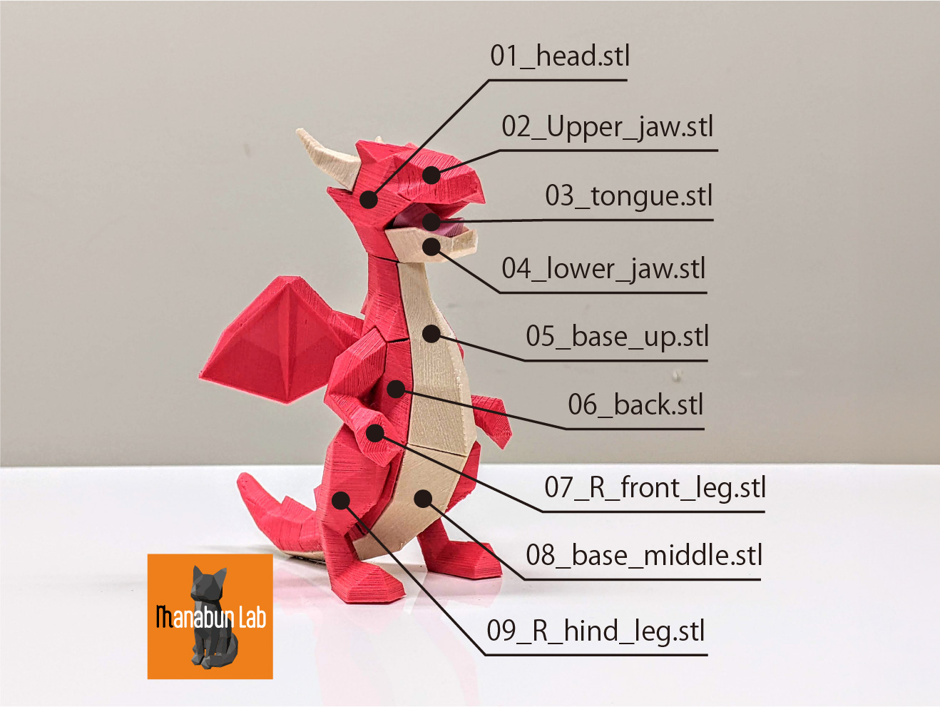 Low Poly Dragon Puzzle by Manabun Lab | Printables Store