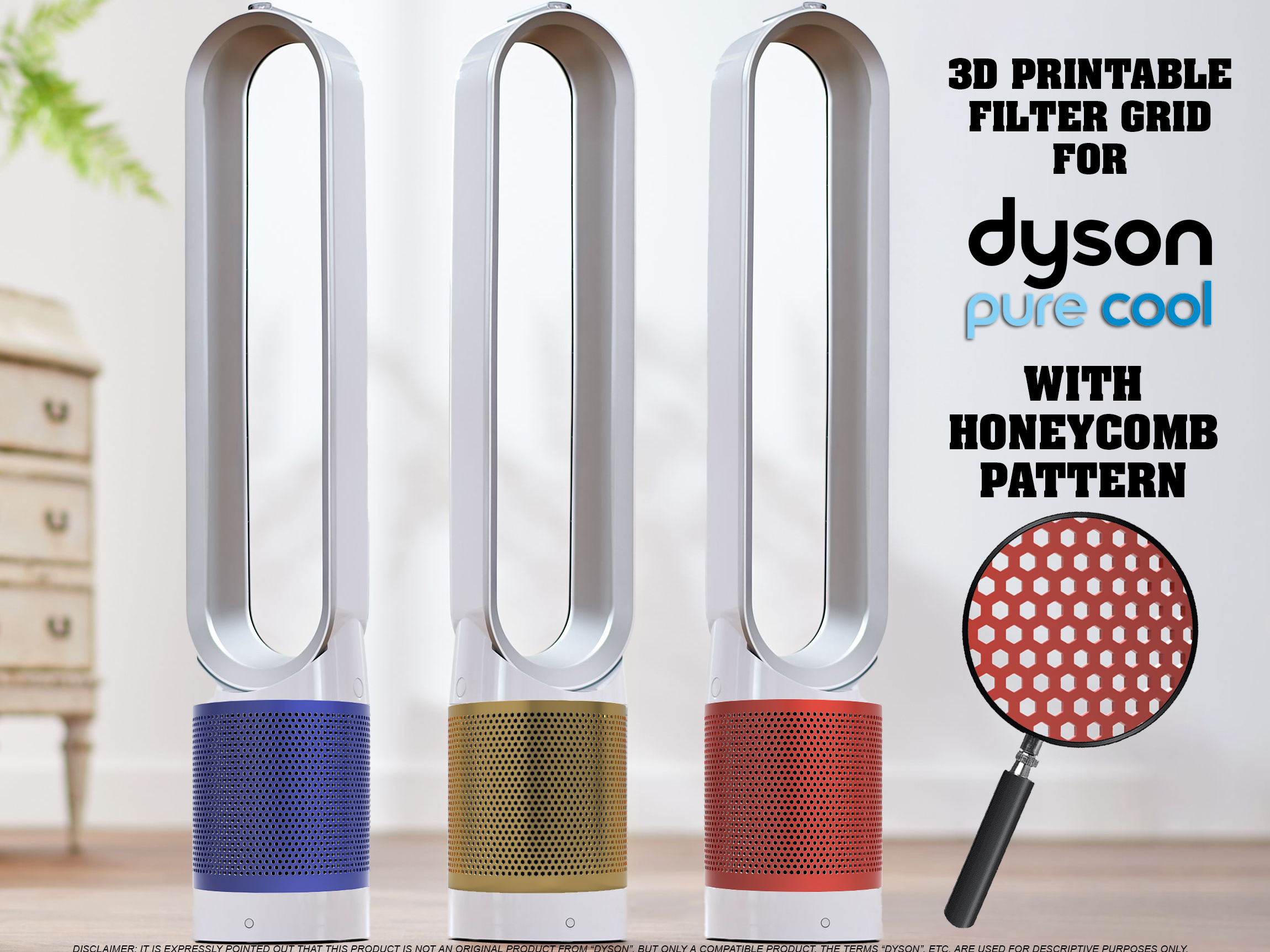 DYSON Purifier Pure Cool Filter Holder Grid with Honeycomb pattern by ...