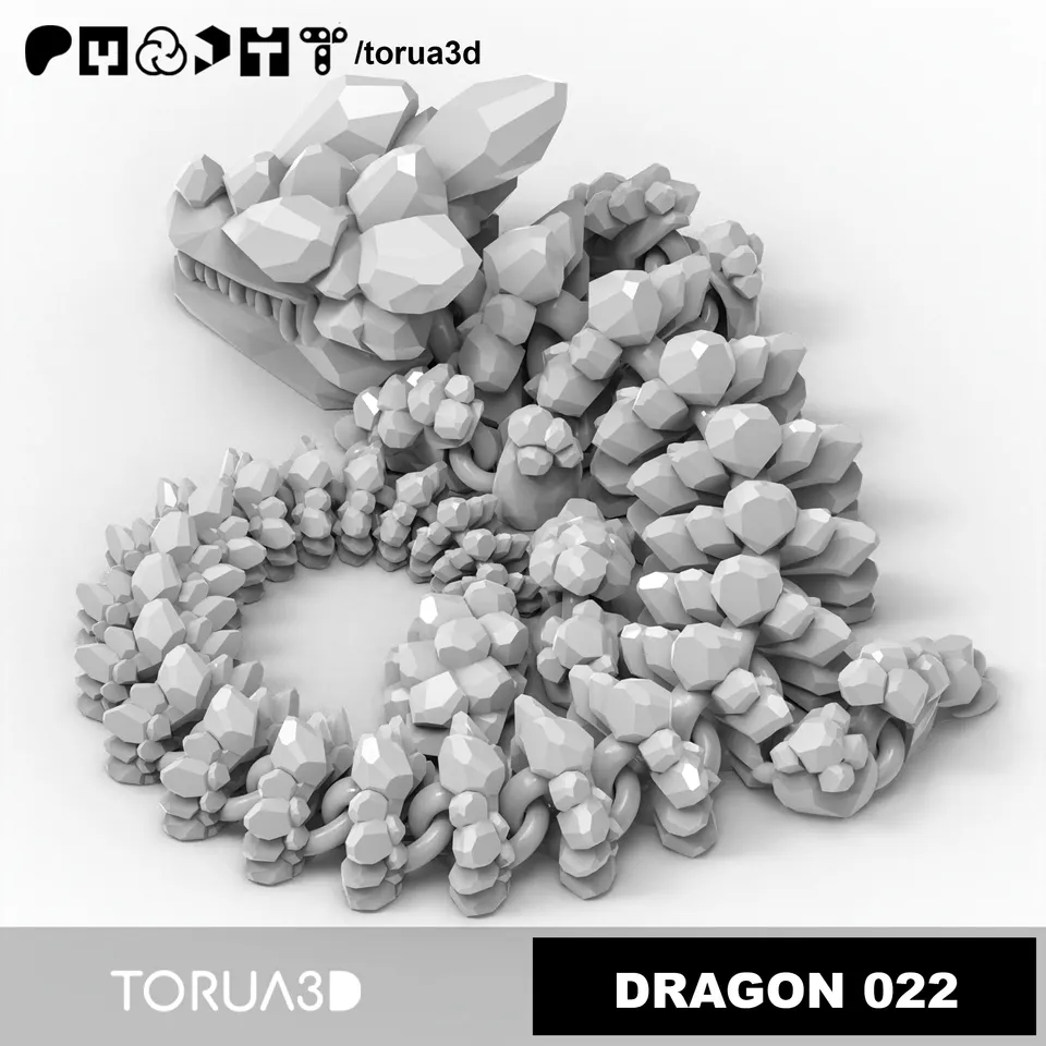 Articulated Dragon 022 - Print in place - No supports - STL by Torua3D ...