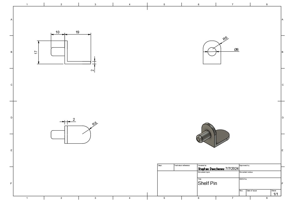Shelf Pin By Stephen Deschenes Download Free Stl Model