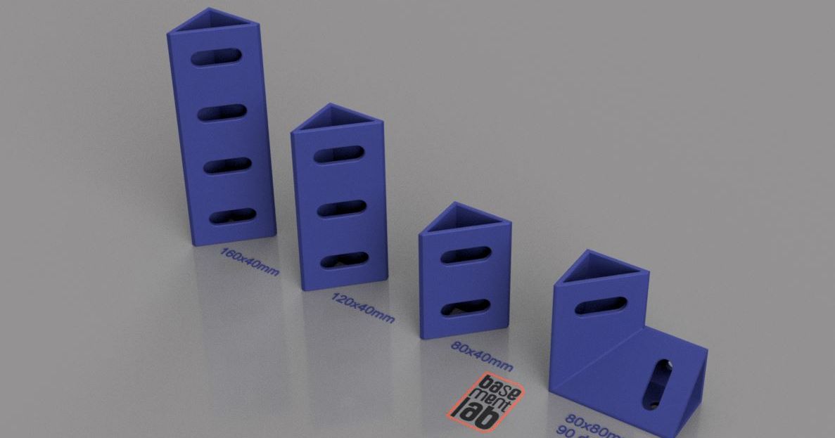 4040 Corner bracket (Angled Triangular Prism) 80x40 - 120x40 - 160x40mm ...