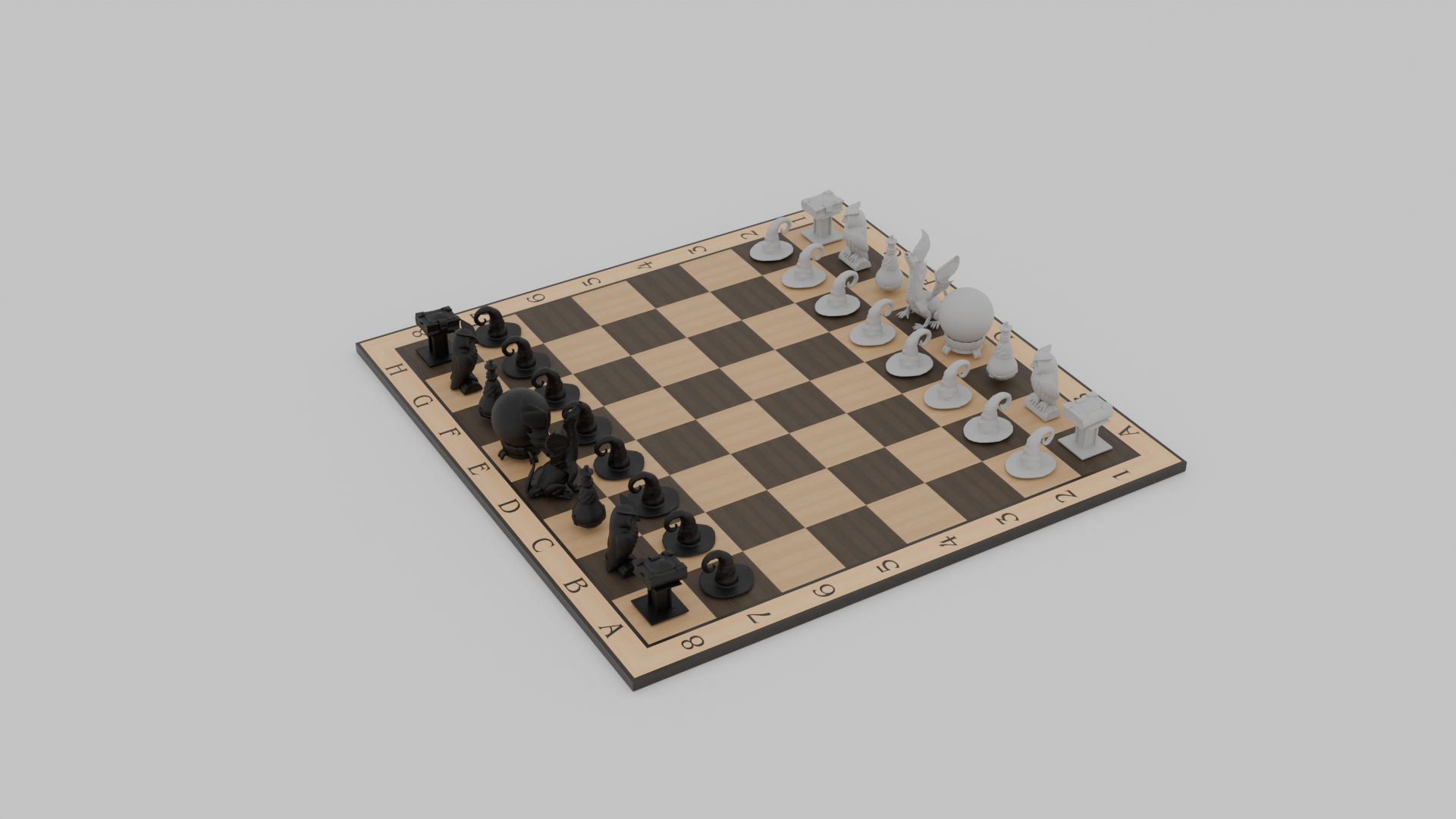 Wizarding Themed Chess Set by Ratticus | Download free STL model ...
