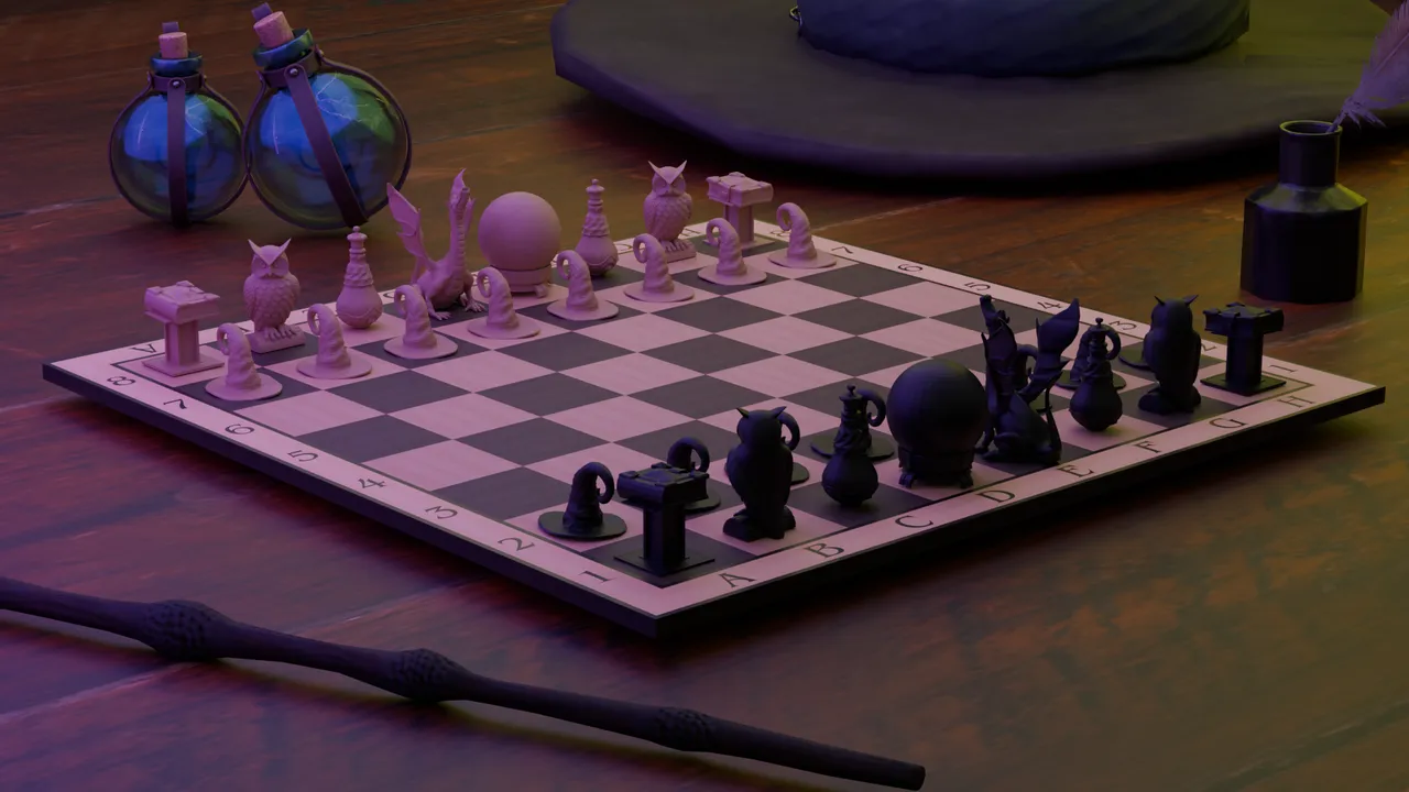 Wizarding Themed Chess Set by Ratticus | Download free STL model ...