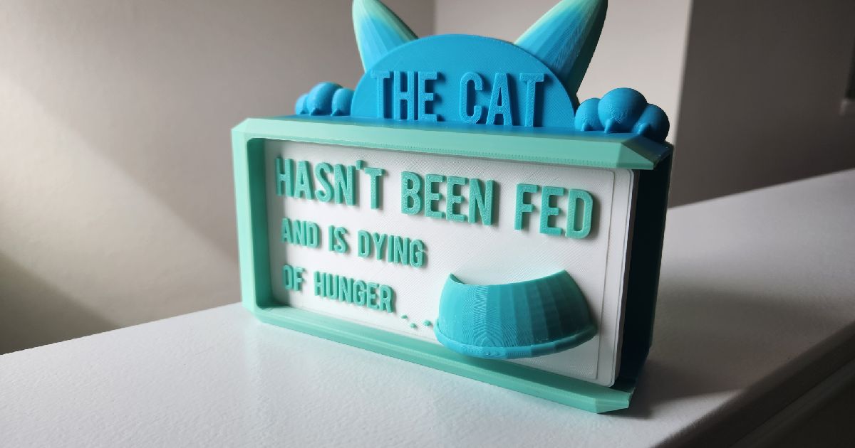 Cute Cat(s) Feeding Status Sign by OminousFyxen3D | Download free STL ...
