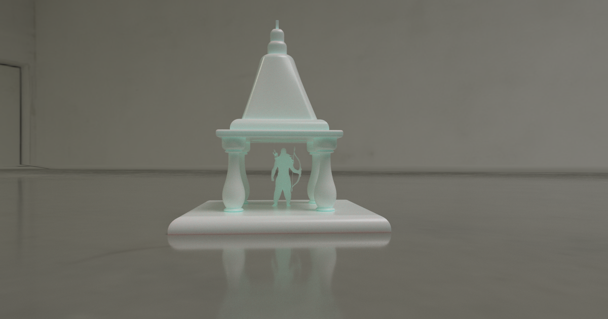3D Printed Ram Mandir with Lord Ram Silhouette Design by frames digital ...