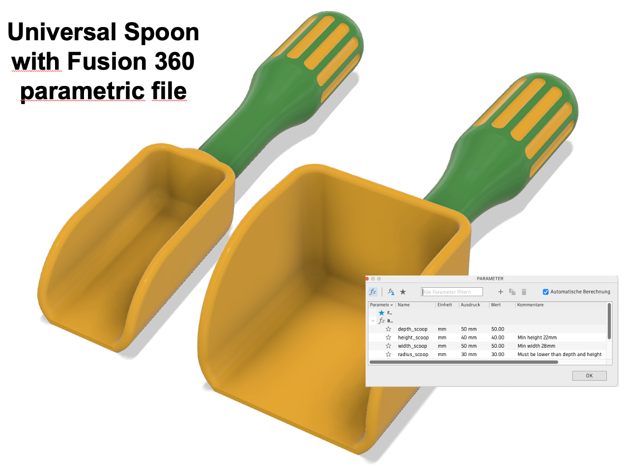 Universal parametric Spoon by Elektroarzt | Download free STL model ...