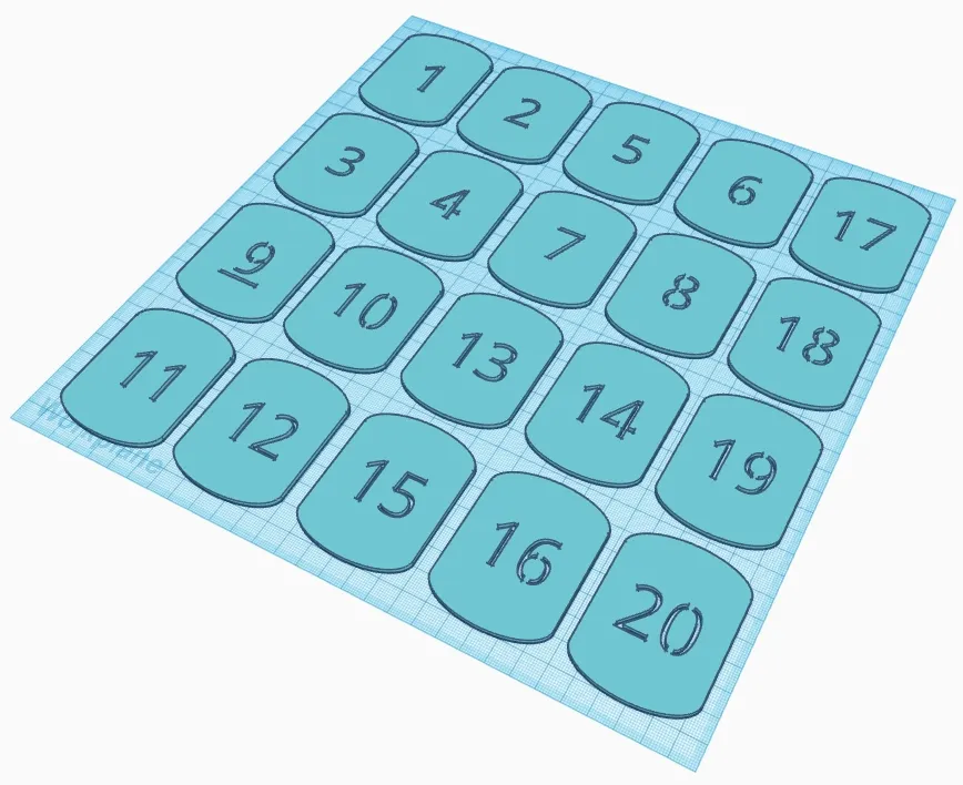 Number Tiles 1-20 by Lincoln T | Download free STL model | Printables.com