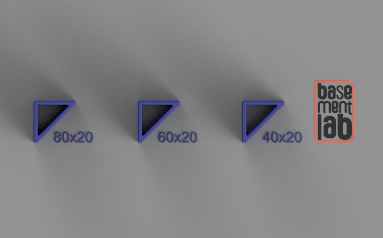 2020 Corner bracket (Angled Triangular Prism) 40x20 - 60x20 - 80x20mm ...