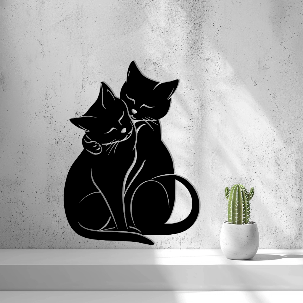 Loving Cats Wall Art by 2D Art | Download free STL model | Printables.com