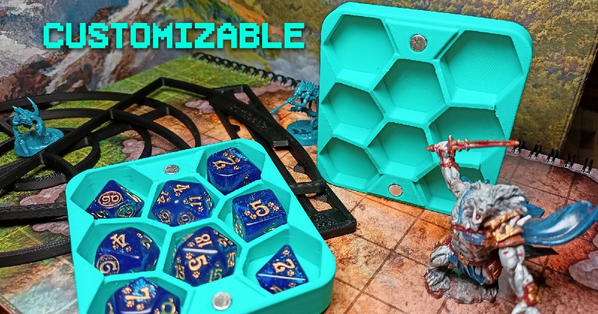 MTG/RPG/D&D Customizable polyhedral dice magnetic box by Shacchi ...