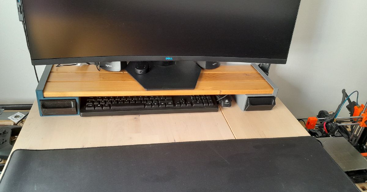 Monitor stand with drawers / desk shelf by RemiRemo | Download free STL ...