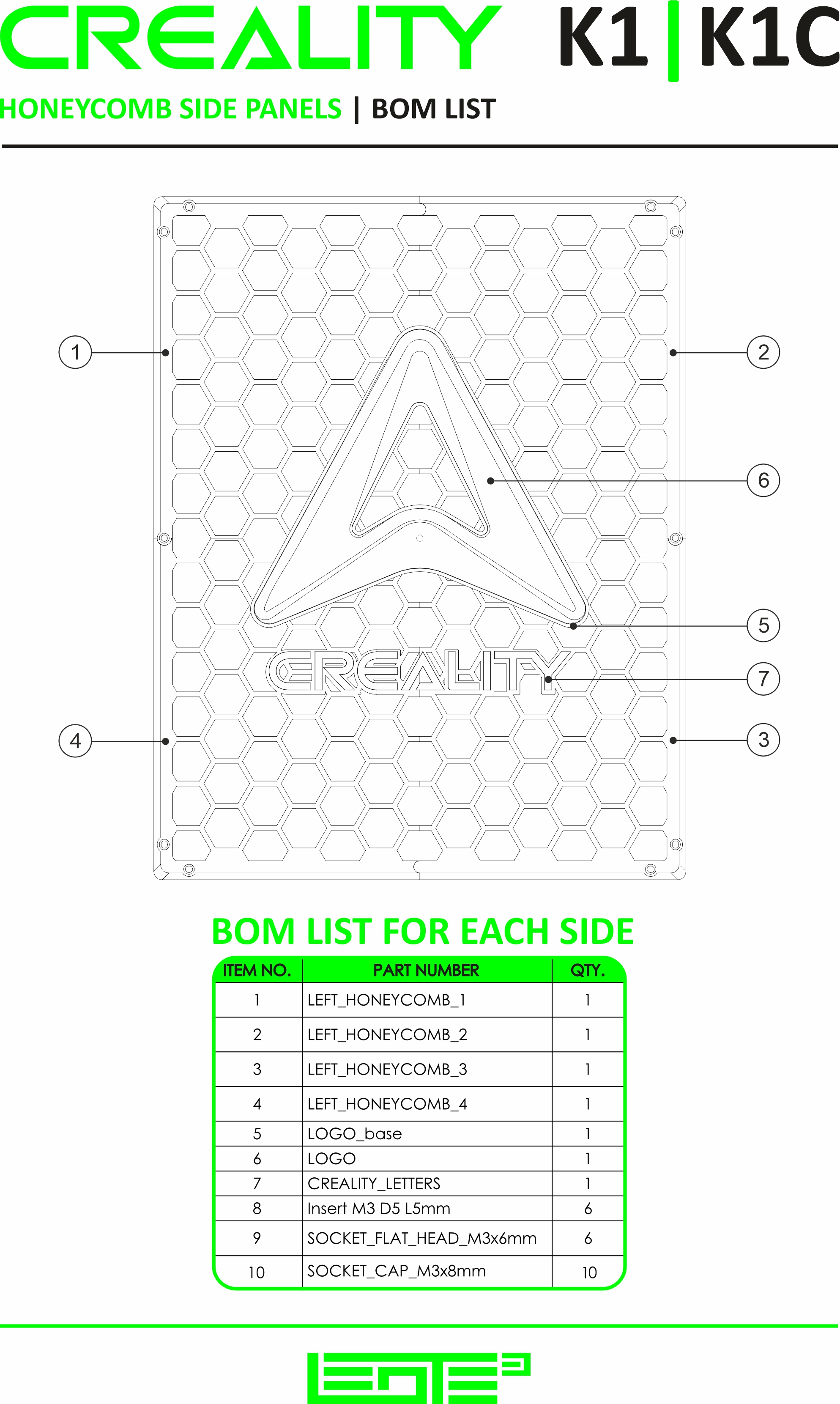 CREALITY K1 | K1C HONEYCOMB SIDE PANELS [VENTS] por LEOTE3D | Descargar ...