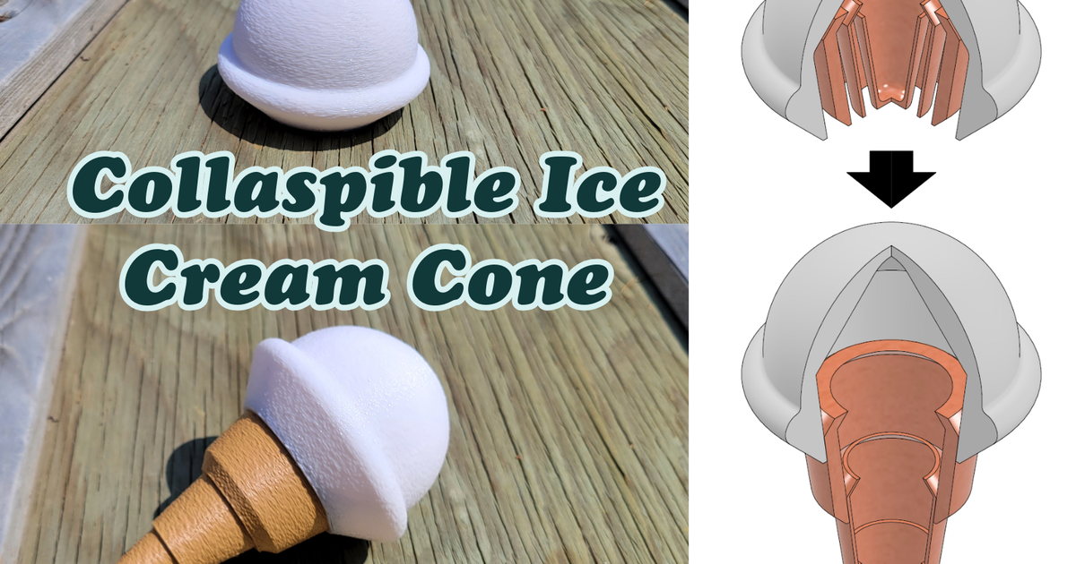 Collapsible Ice Cream Cone by Garage_Tinkerer | Download free STL model ...