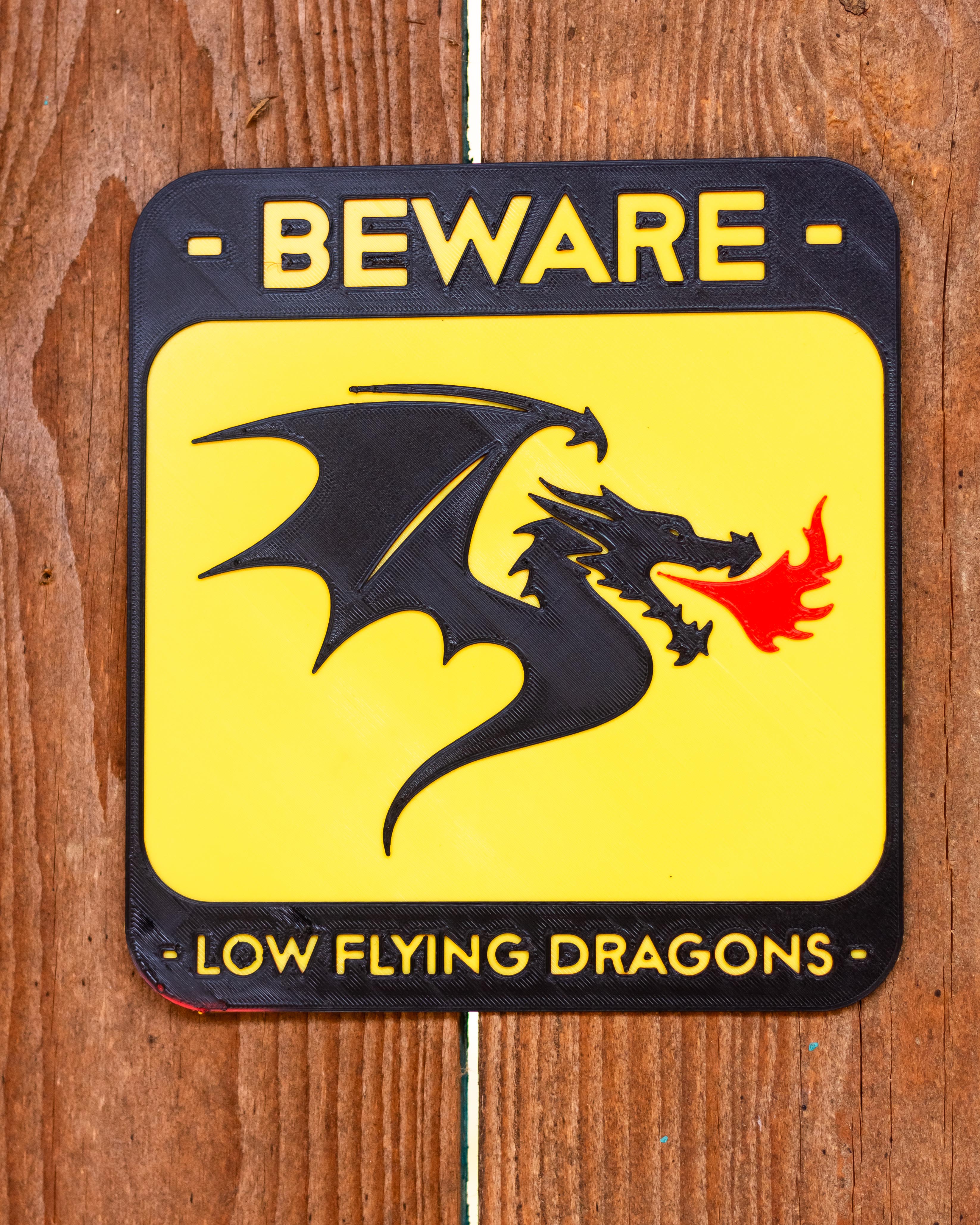 BEWARE LOW FLYING DRAGON sign. Single colorv printer friendly by ...