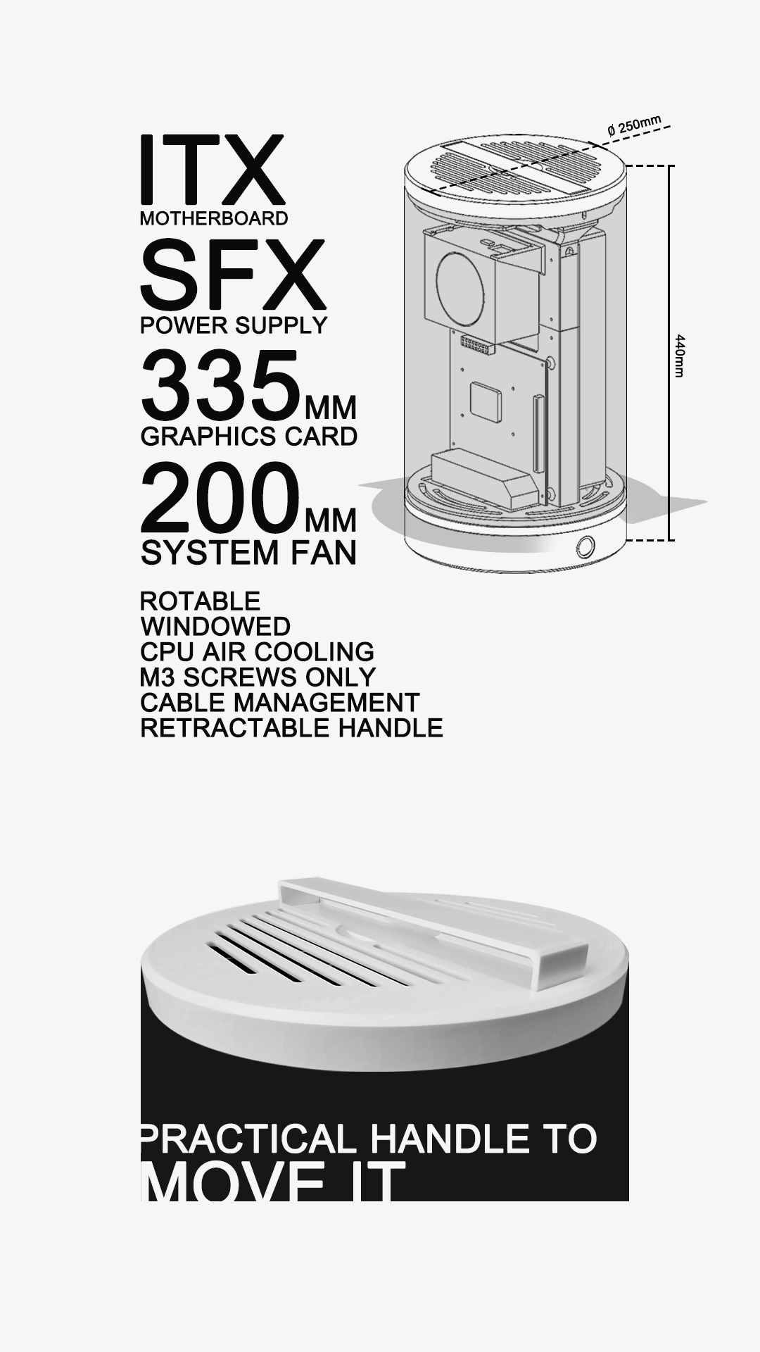 ESS1 - 3d printed cylindrical Mini ITX case by ESSENTIALdsgn | Download ...