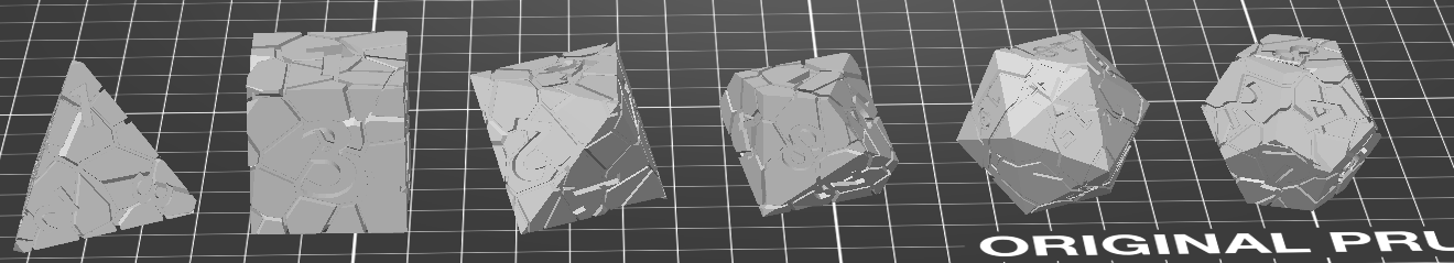 Cracked D&D dice set (D4, D6, D8, D10, D12, D20) fixed and optimized ...