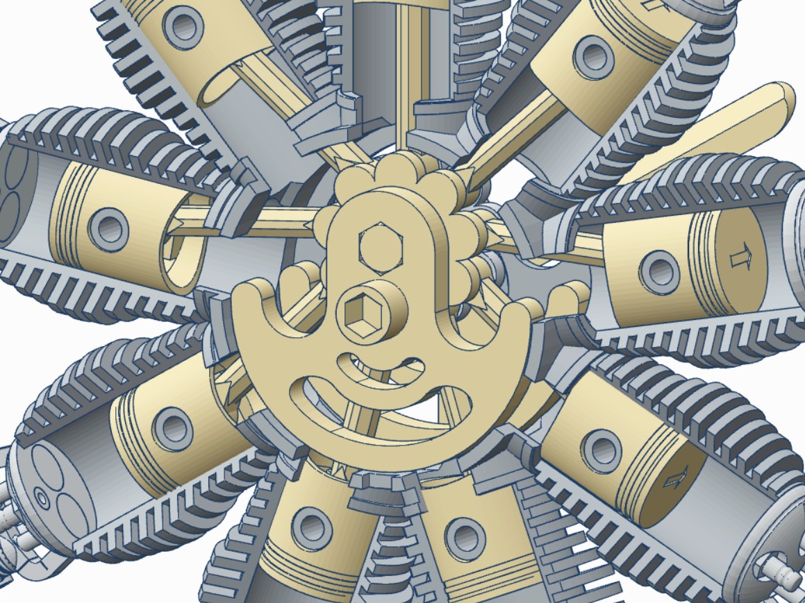 9 Cylinder Radial Engine by Bootjevaarder | Download free STL model ...