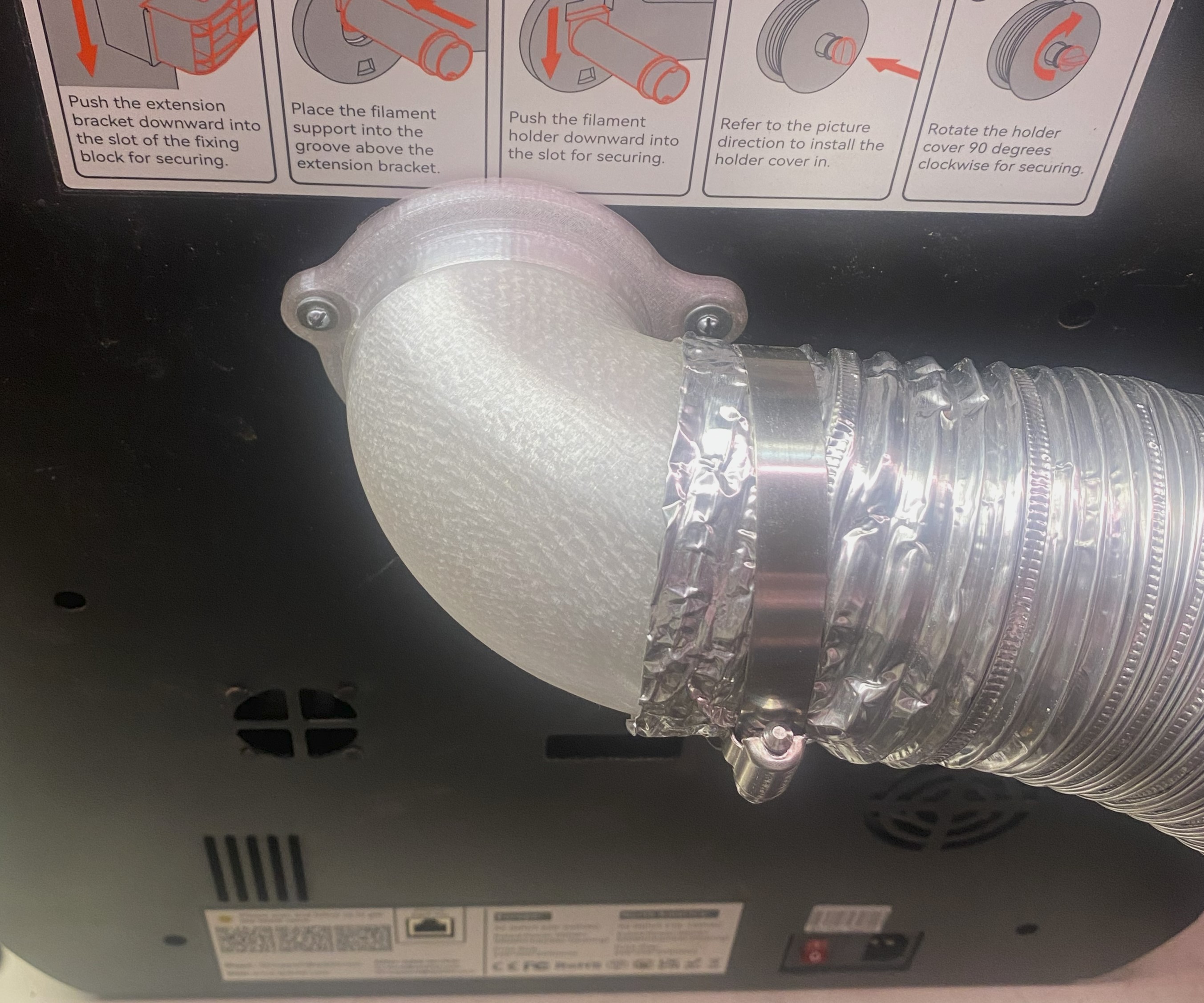 QIDI Q1 Pro Exhaust Duct and Fume Extraction Port With 90 Degree 3 ...