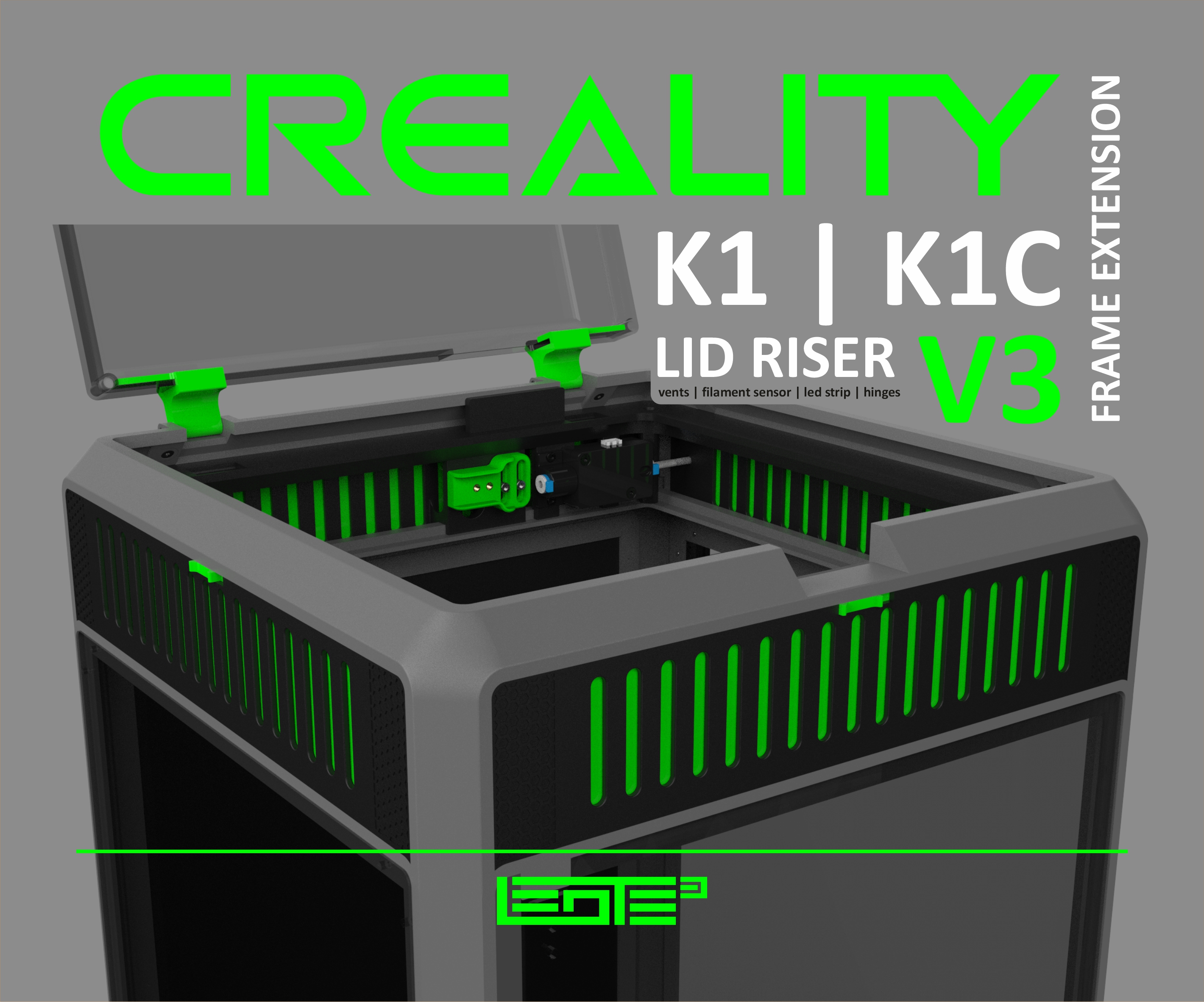 CREALITY K1 | K1C LID RISER V3 [FRAME EXTENSION KIT] da LEOTE3D | Scarica il modello STL ...