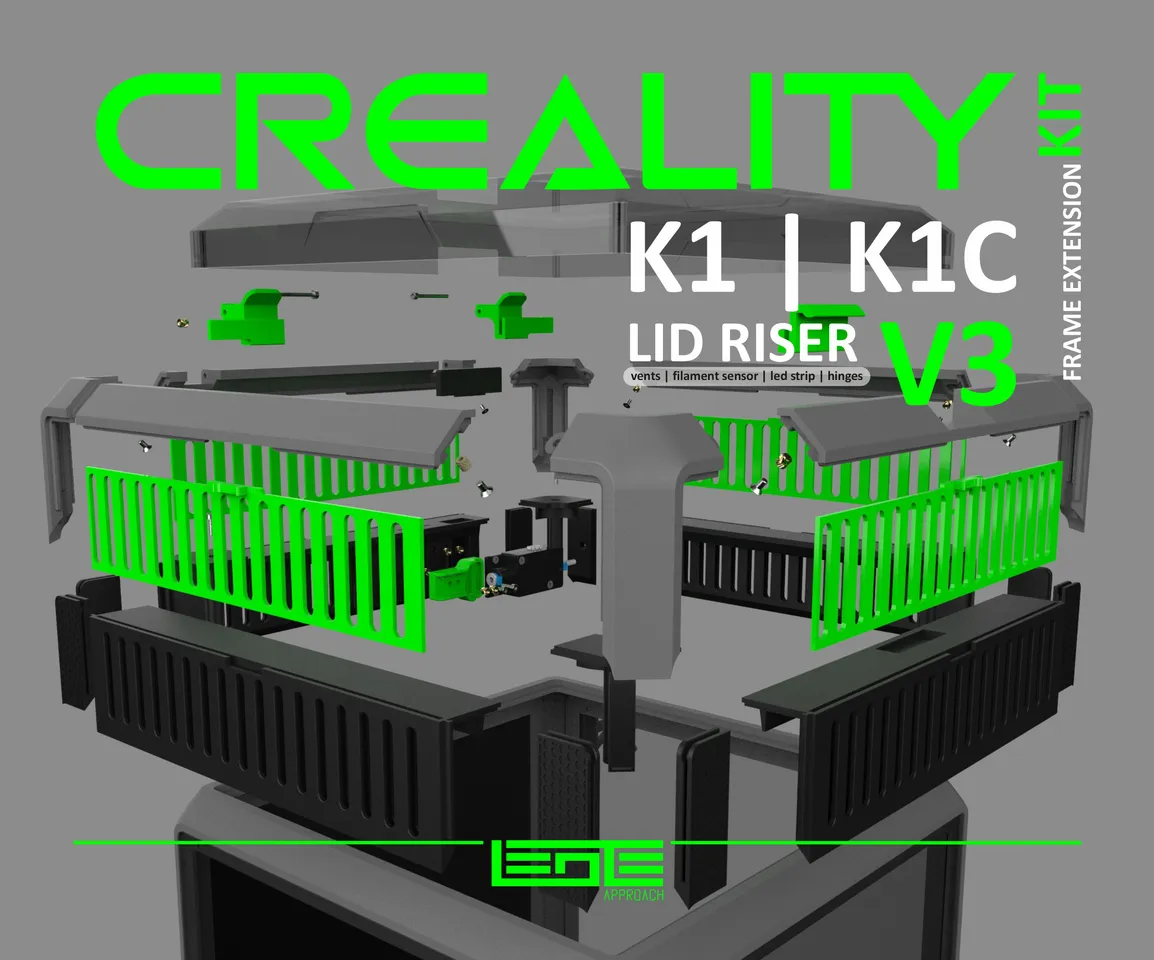 CREALITY K1 | K1C LID RISER V3 [FRAME EXTENSION KIT] by LEOTE [approach ...