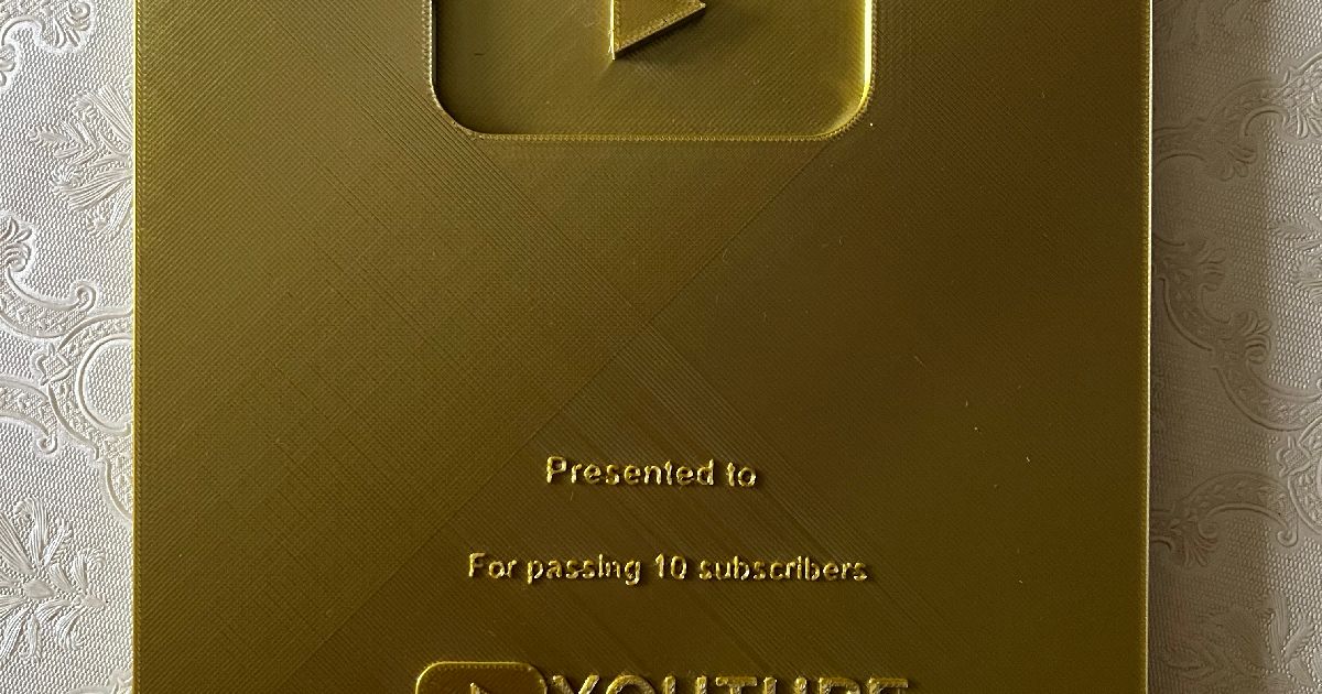 Youtube Gold Play Button by metrogons | Download free STL model ...