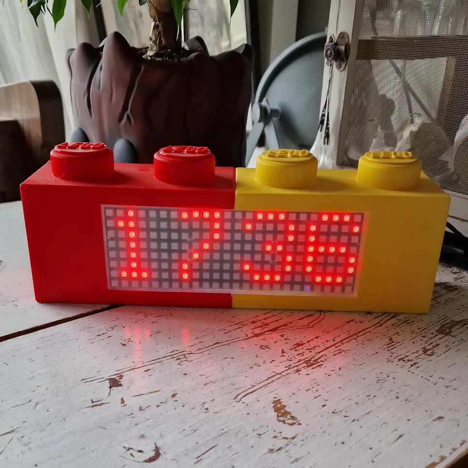 Lego NeoPixel Clock with thermometer by John Pauw | Download free STL ...