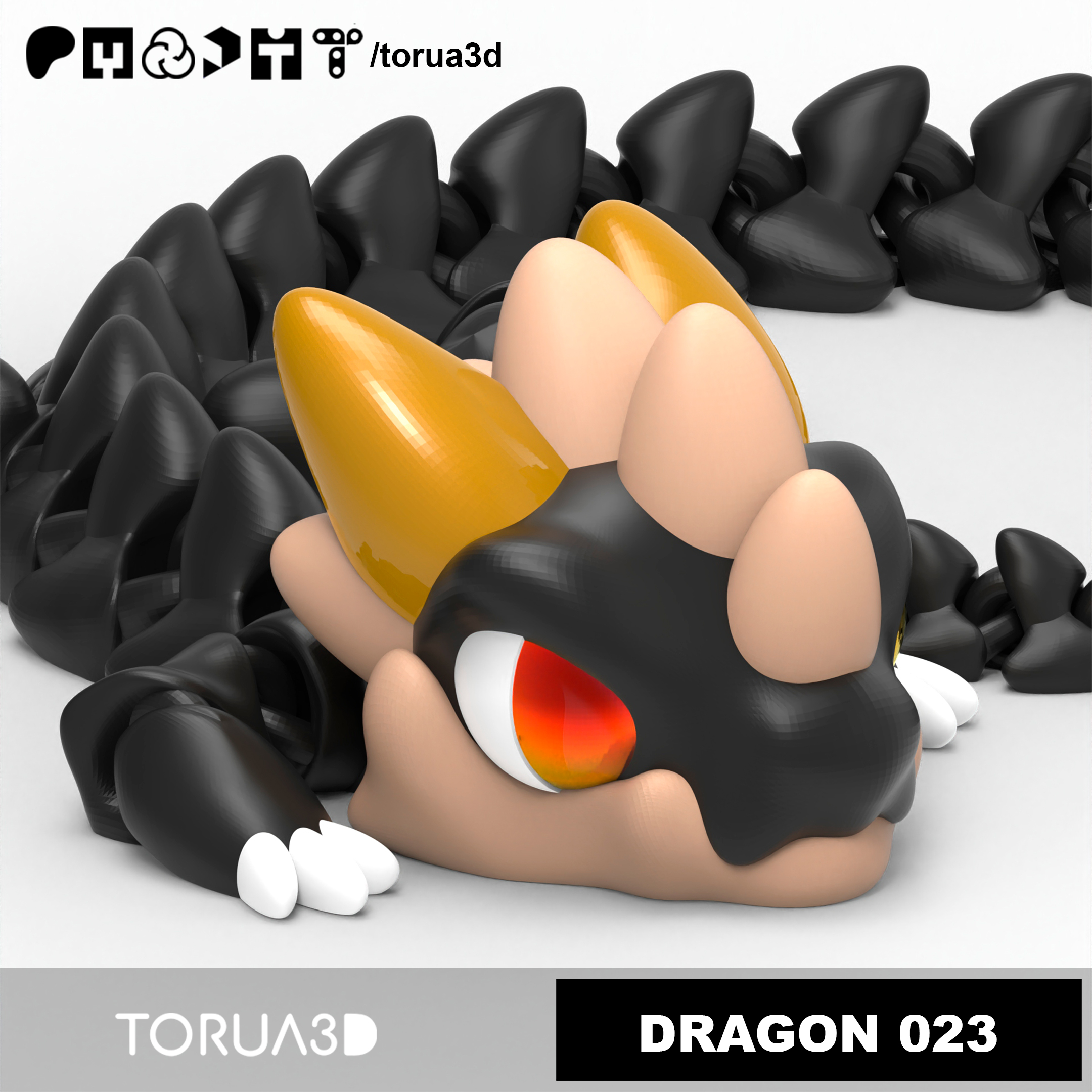 Articulated Dragon 023 | 3mf and STL | No supports | Print in place by ...